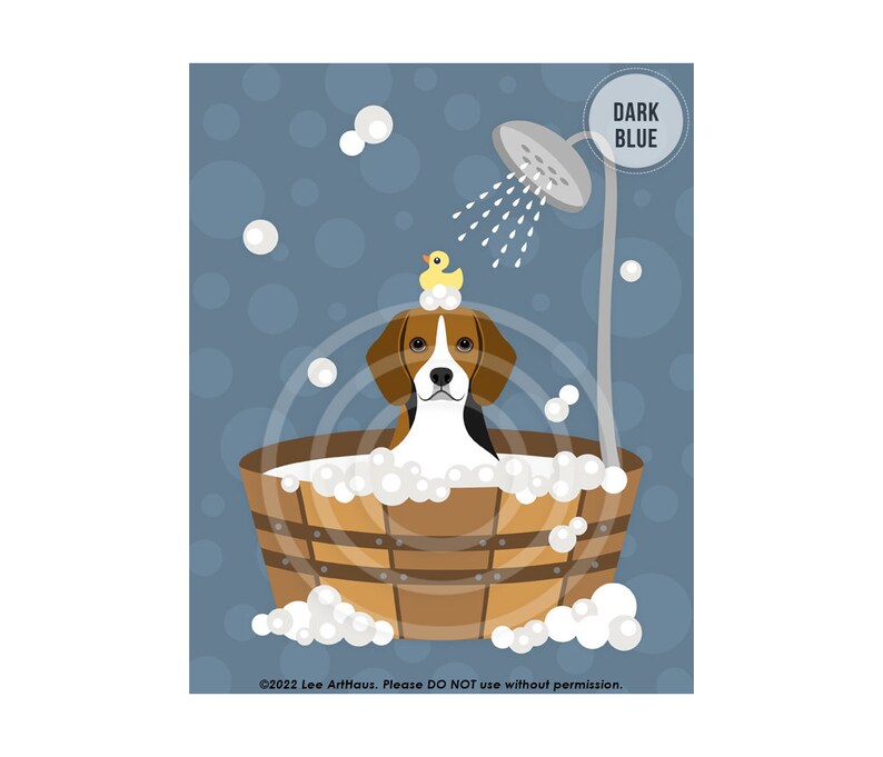 3DP Dog Print Beagle Dog in Bubble Bath Wall Art Bathroom | Etsy