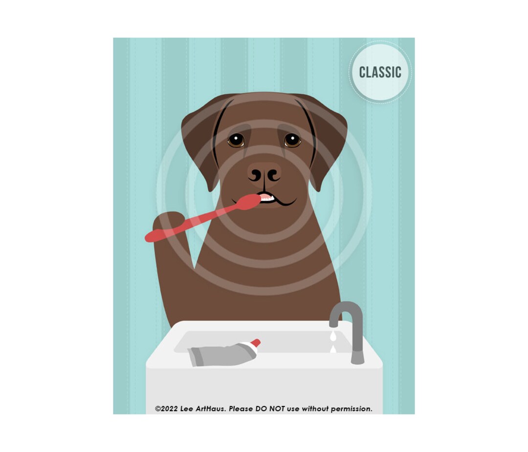 259DP Brush Your Teeth Signs - Chocolate Labrador Retriever Brushing ...