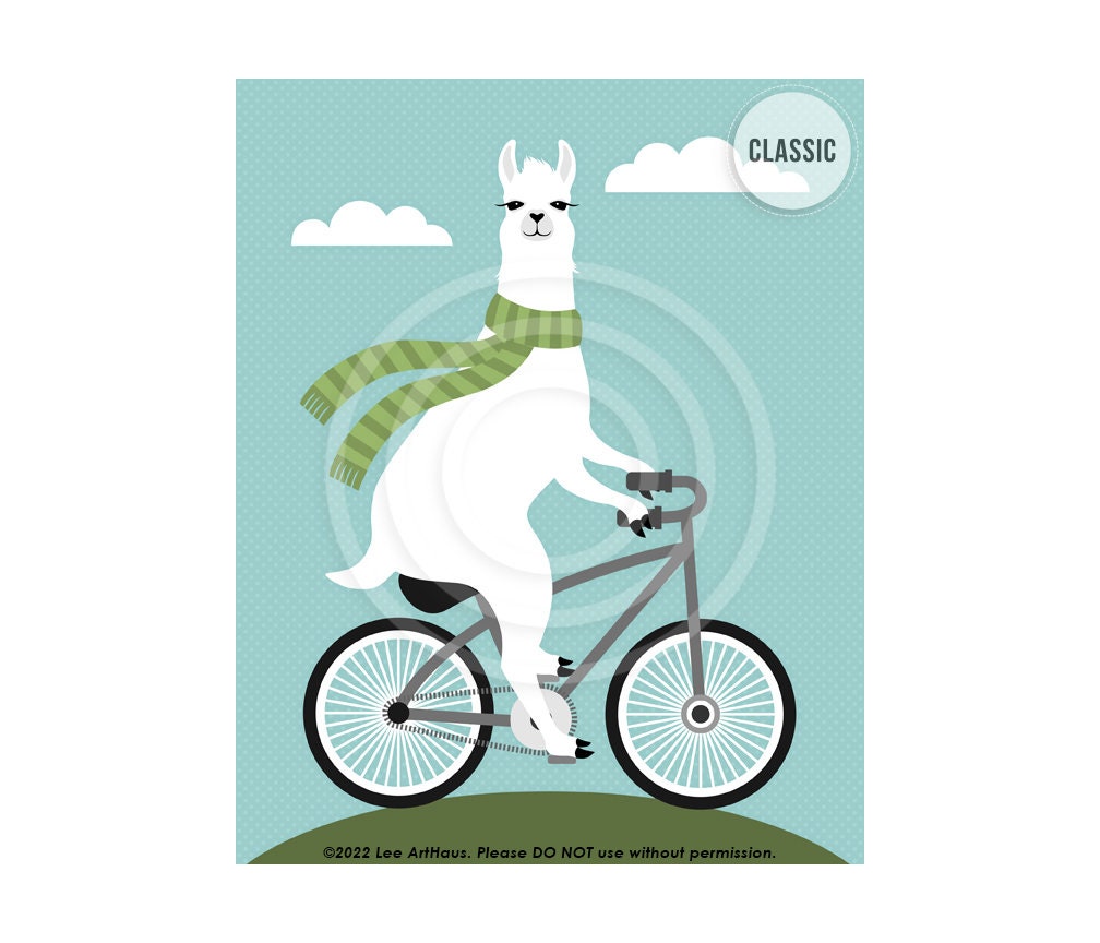 Buy 14JP Bicycle Art Prints Llama Riding Bicycle Wall Art Online in ...