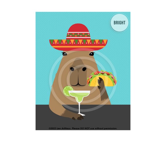 46JP Taco Art Prints Capybara Eating Taco and Drinking | Etsy