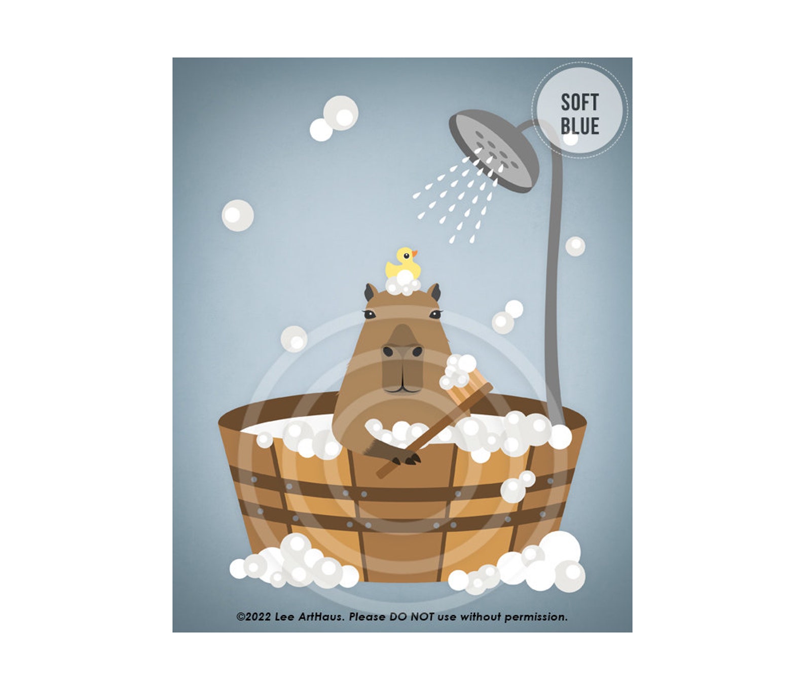 59JP Capybara Taking Bubble Bath in Wood Tub Wall Art - Etsy