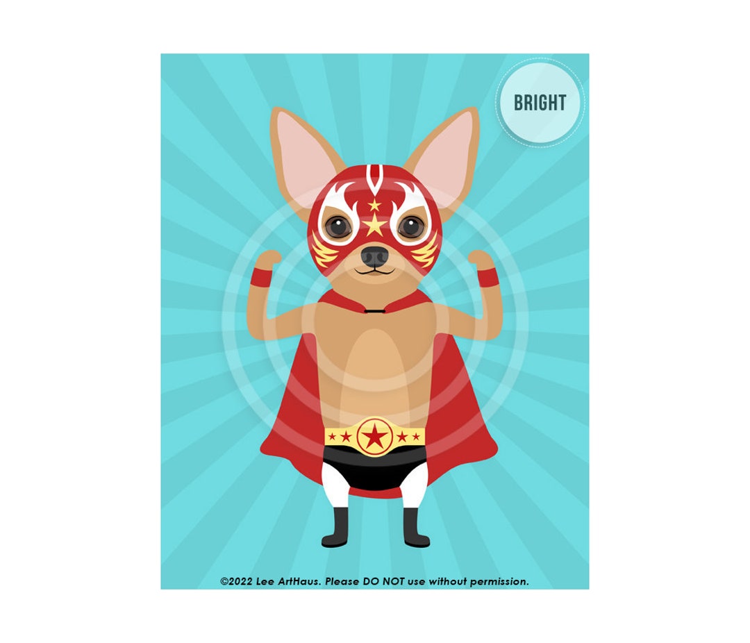 667DP Dog Prints Chihuahua Luchador Wrestler Wall Art Mexican Wrestling ...