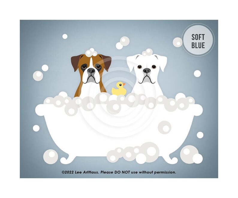 50DP Two Boxer Dogs in Bubble Bath Wall Art Boxer Dog Print - Etsy