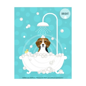 5DP Bath Art - Beagle in Bubble Bath Bathtub Wall Art - Beagle Puppy ...