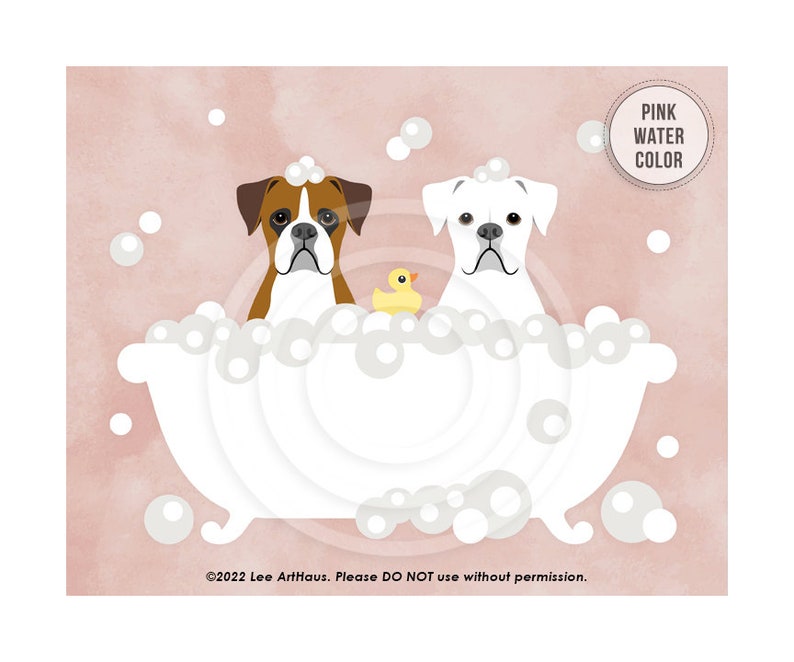 50DP Two Boxer Dogs in Bubble Bath Wall Art Boxer Dog Print - Etsy