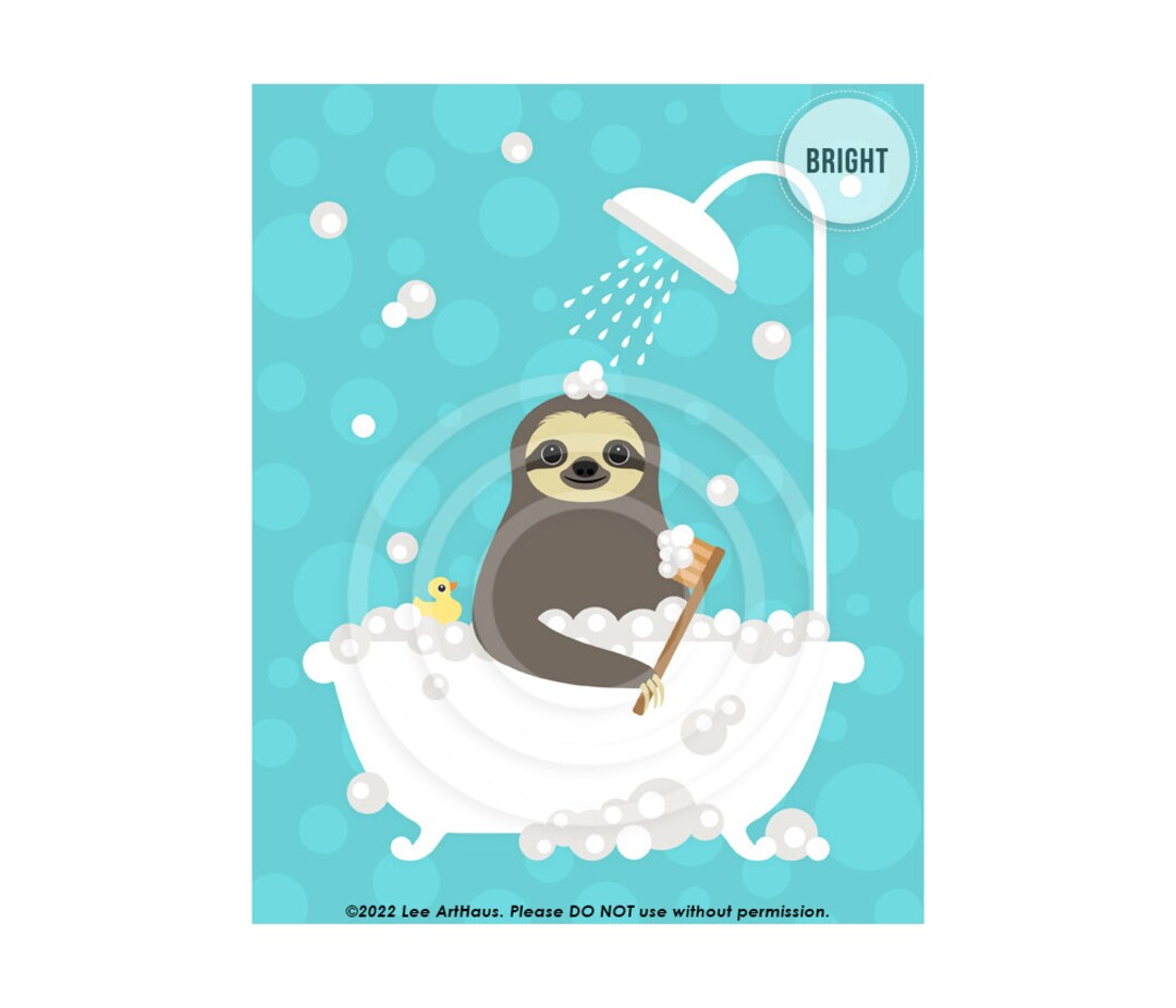 42JP Sloth Taking Bubble Bath Shower Wall Art Sloth Wall Art - Etsy