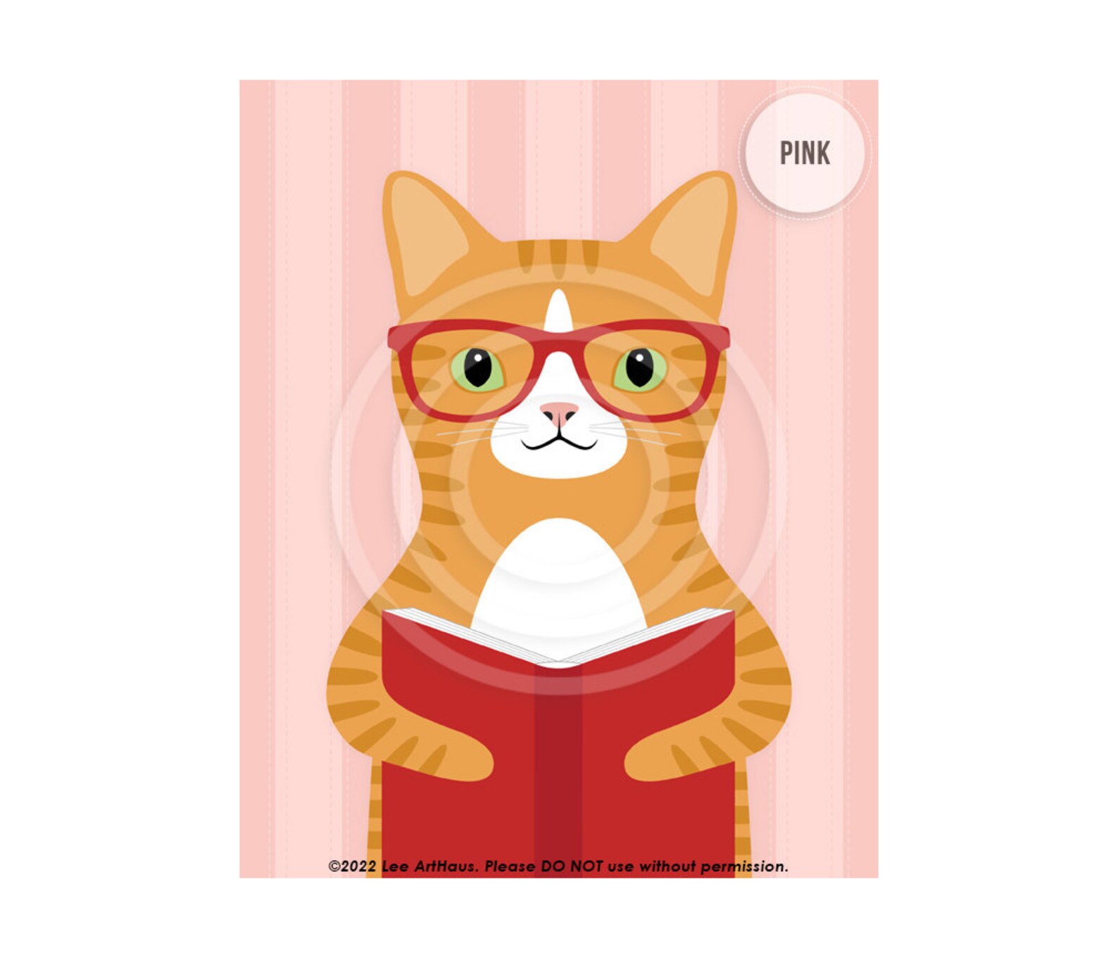 707DP Book Prints Orange Tabby Cat Reading Book Wall Art | Etsy