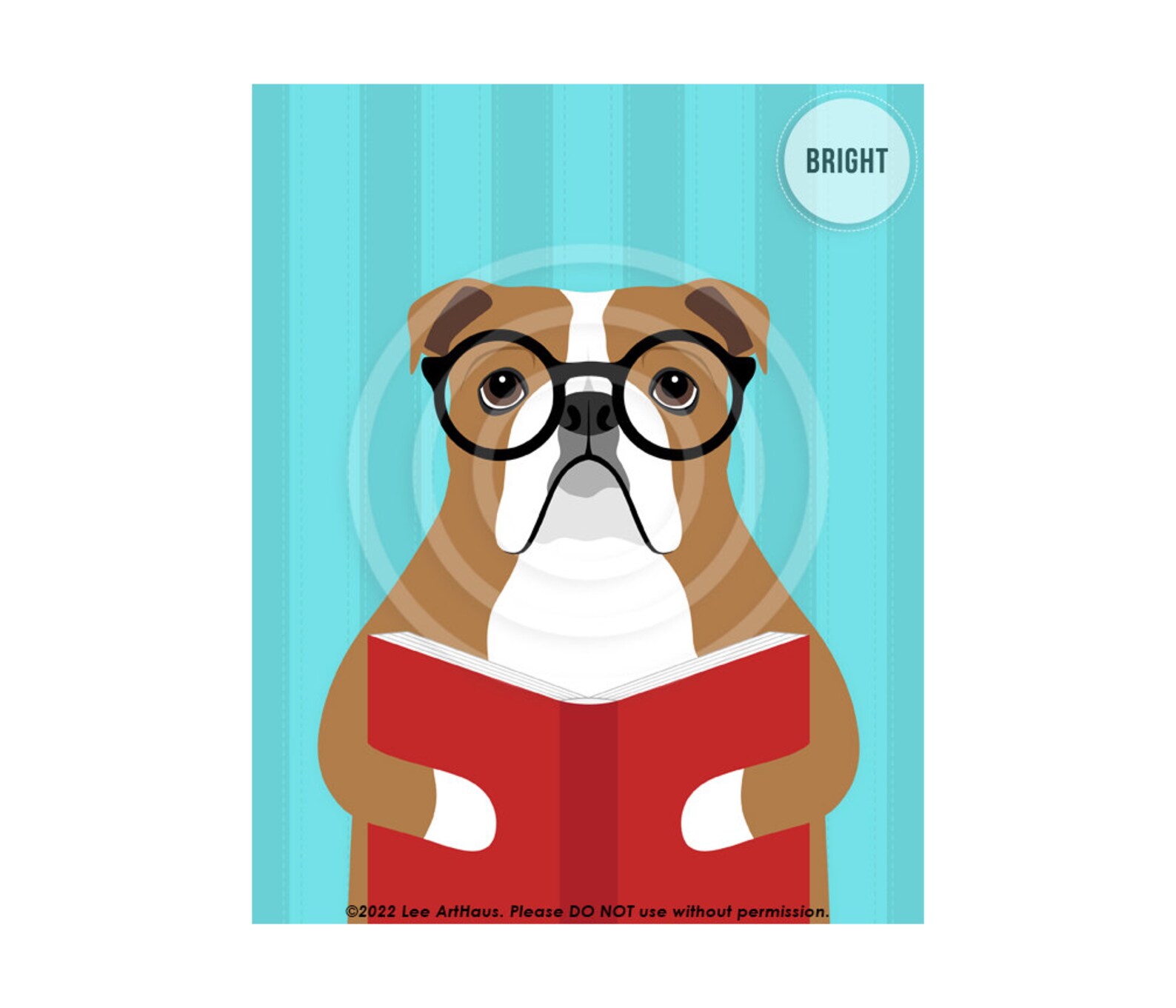 524DP Animal Artwork English Bulldog Reading Book Wall Art - Etsy