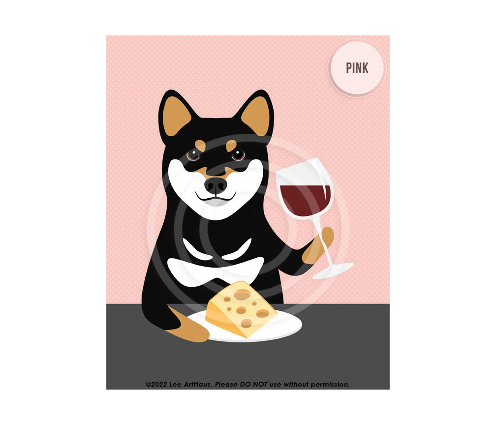 657DP Wine Artwork Black and Tan Shiba Inu Drinking Wine - Etsy