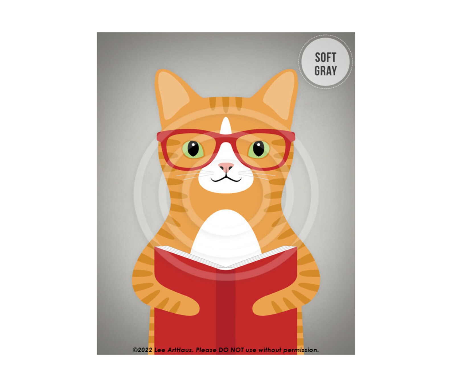 707DP Book Prints Orange Tabby Cat Reading Book Wall Art | Etsy