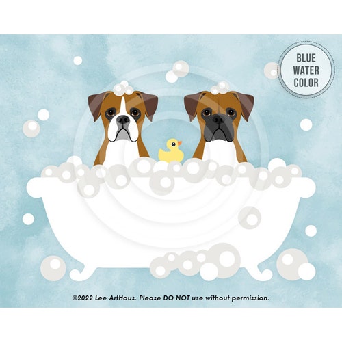 50DP Two Boxer Dogs in Bubble Bath Wall Art Boxer Dog Print - Etsy