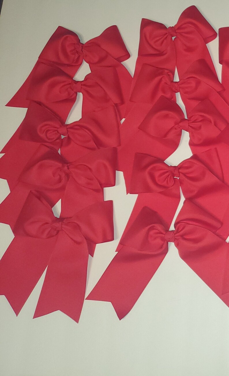 10 Solid Red Cheer Hair Bows - Etsy