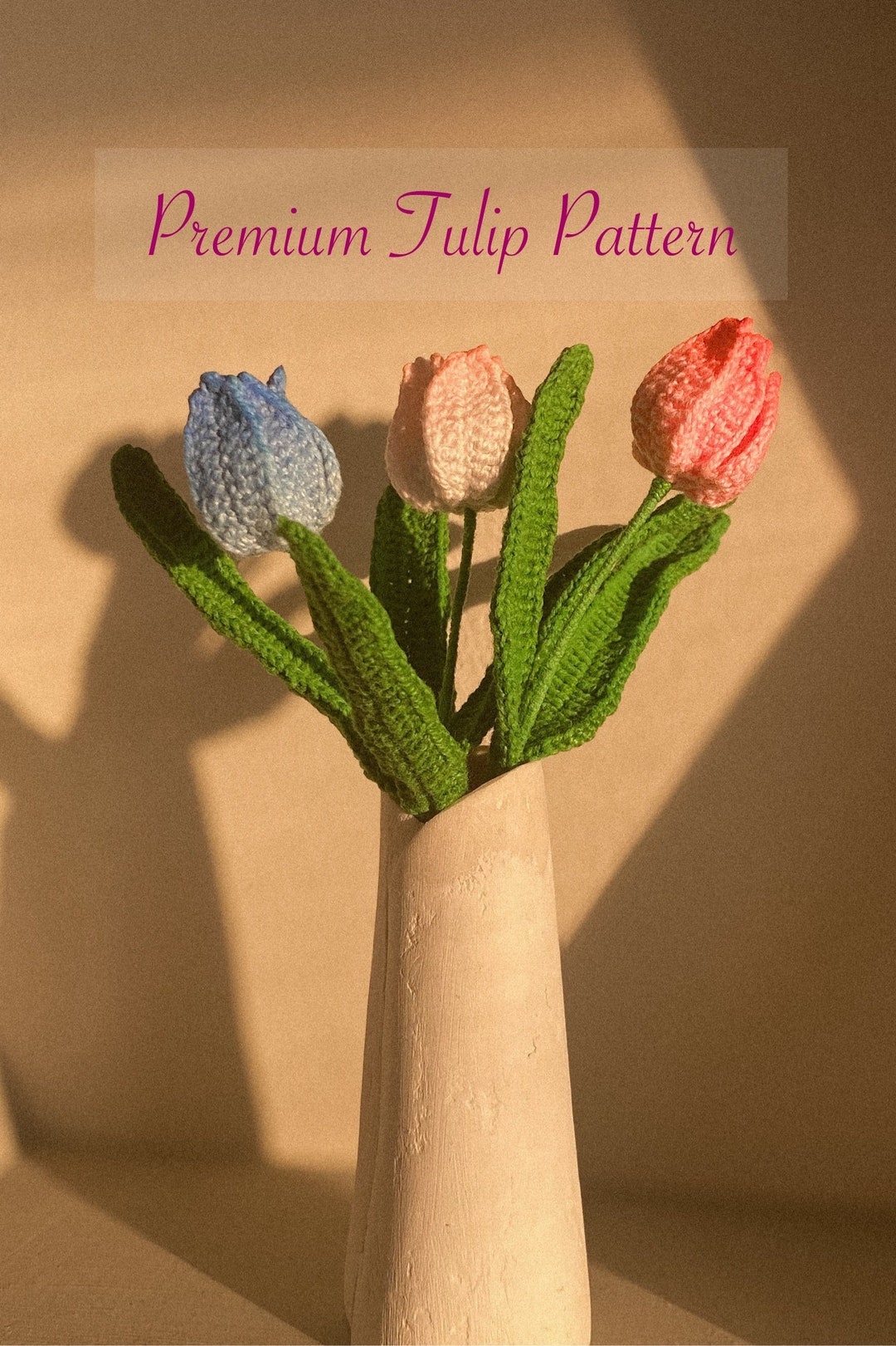 Crochet Tulip Premium Pattern, Photo Tutorial, Flower Decoration ...