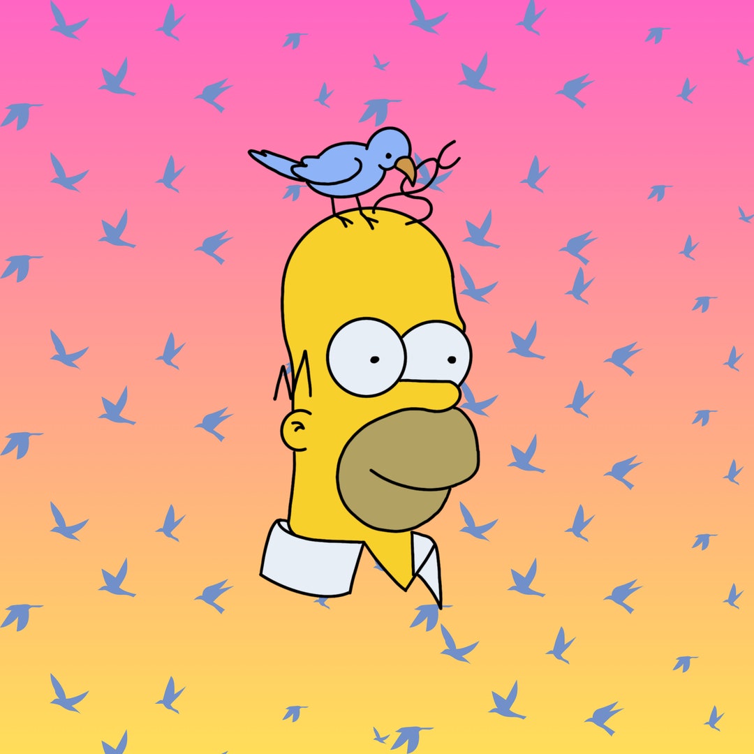 Homer Simpsons Bird Hairdressing Decal, Funny Sticker for Laptop, Car ...