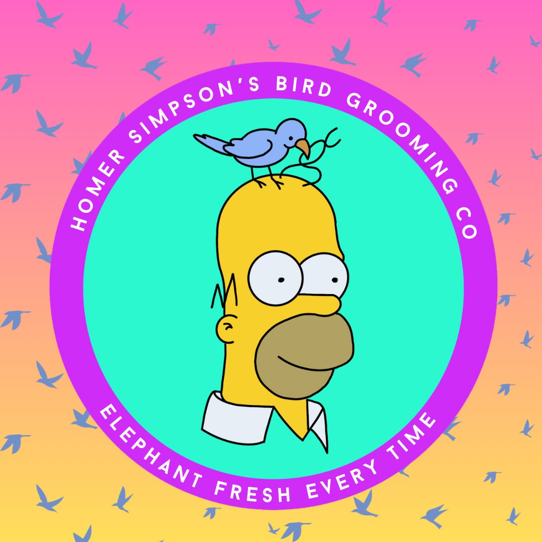 Homer Simpson Bird Grooming Sticker, Kiss Cut Vinyl Decal, Laptop Decal ...