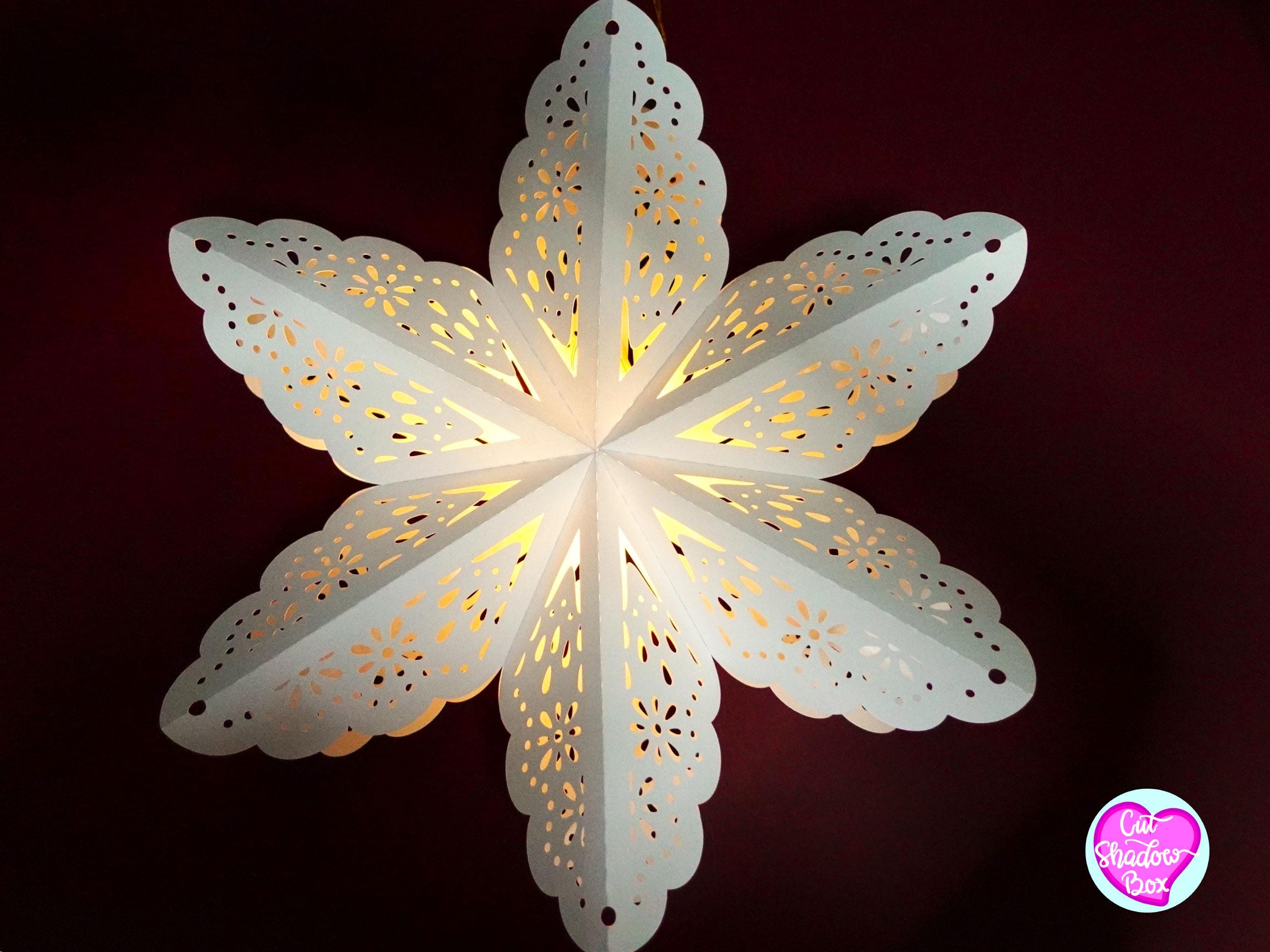 Paper Snowflake Star Svg, 6 3D Snowflakes Star Template Cutting File ...