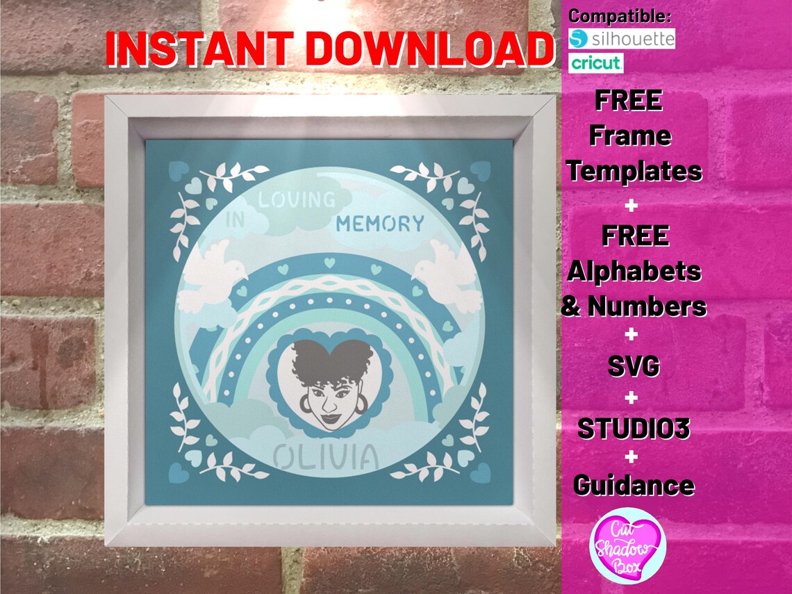 3d Customizable Memorial Shadow Box Svg, Layered Angel Wing Svg ...