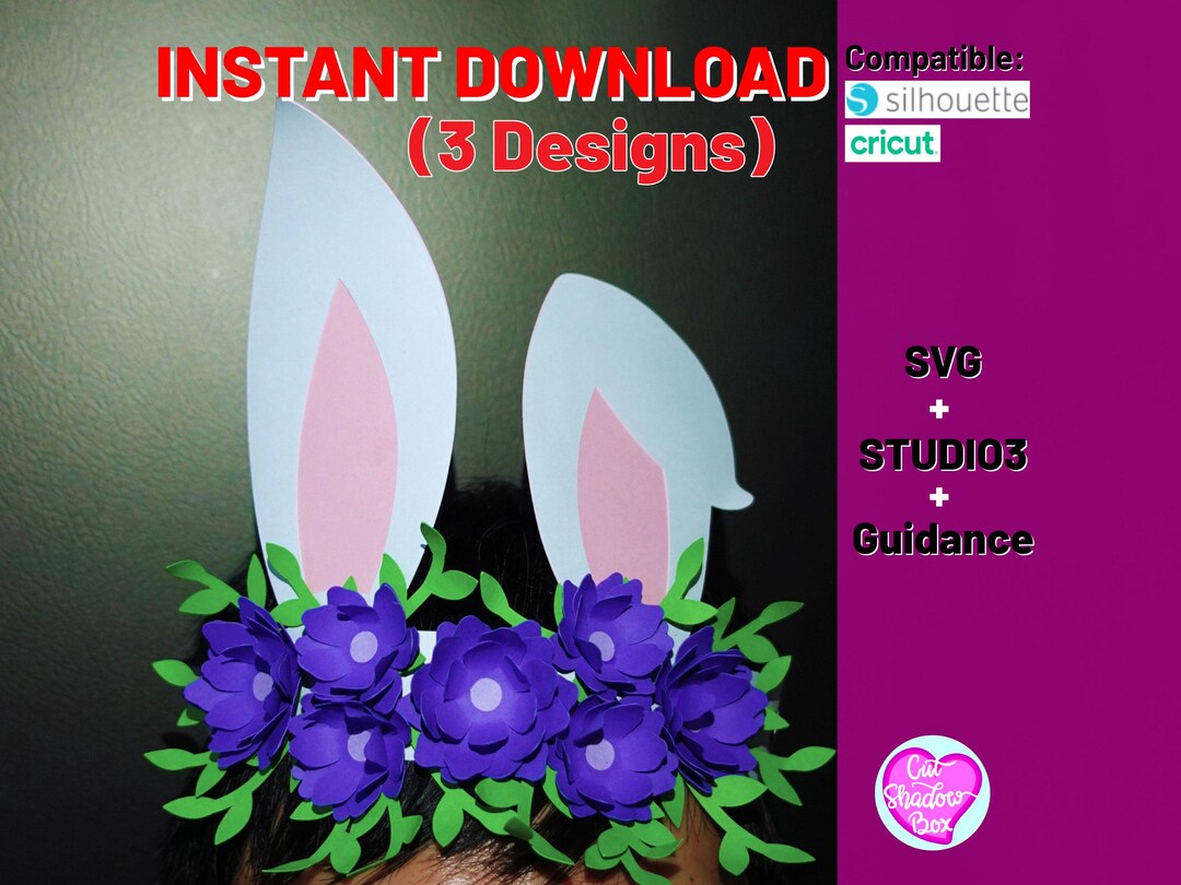 Easter Bunny Hat Svg, Paper Crown Headband Template Svg, 3D Bunny Ear ...