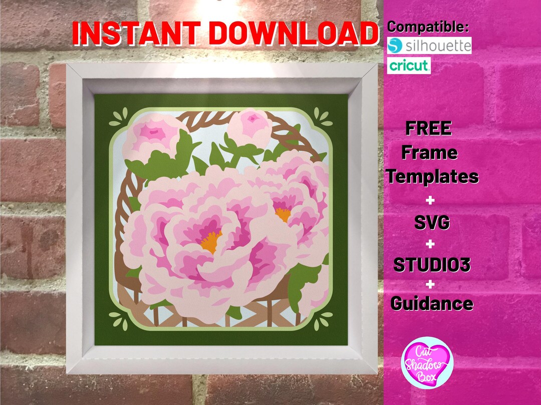 3D Peony Flower Shadow Box Svg Template, Papercut Flower Bouquet Svg ...