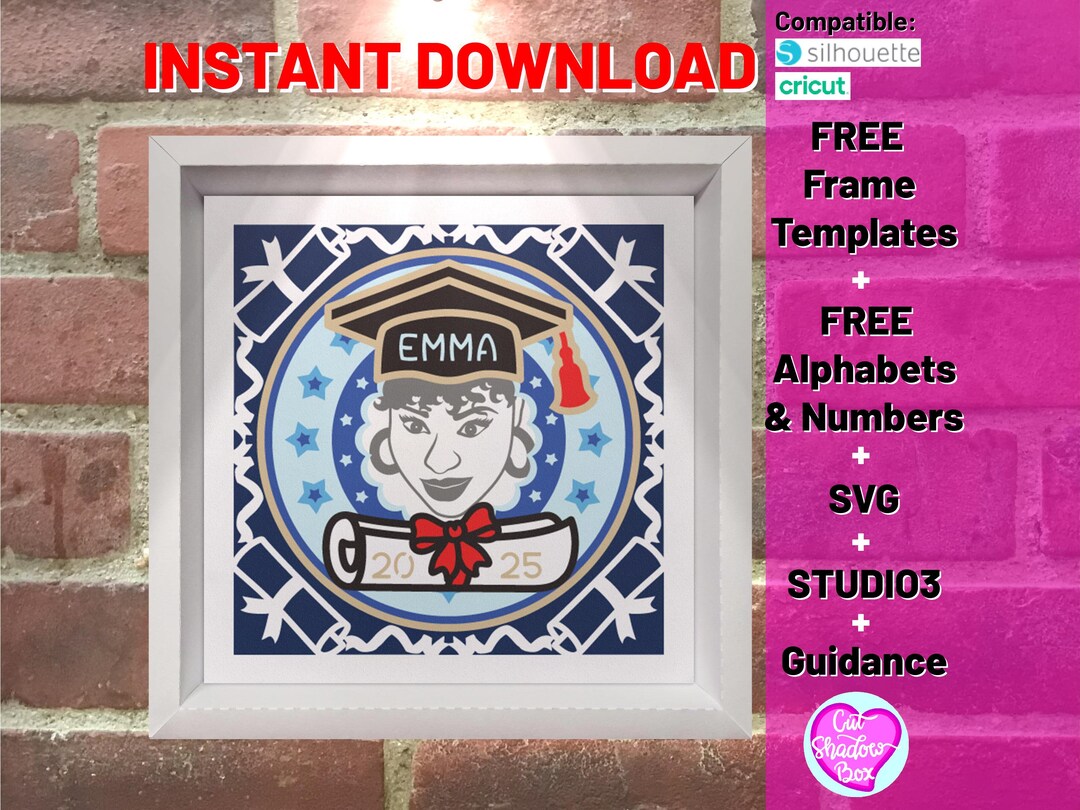 3D Customizable Graduation Shadow Box Svg, Layered Grad Cap Hat Svg ...