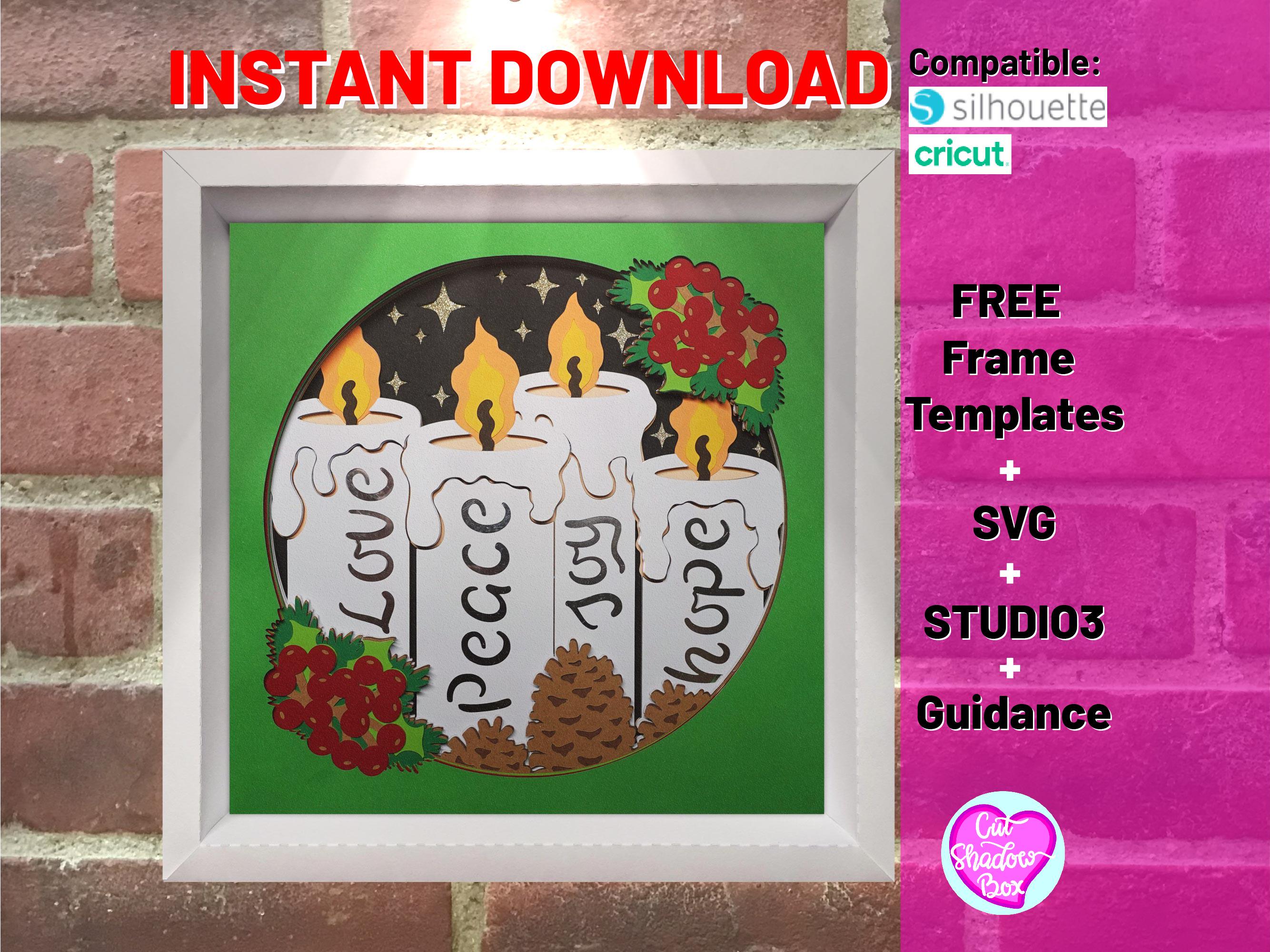 3D Christmas Blessing Shadow Box Svg Template, Advent Candle Svg ...