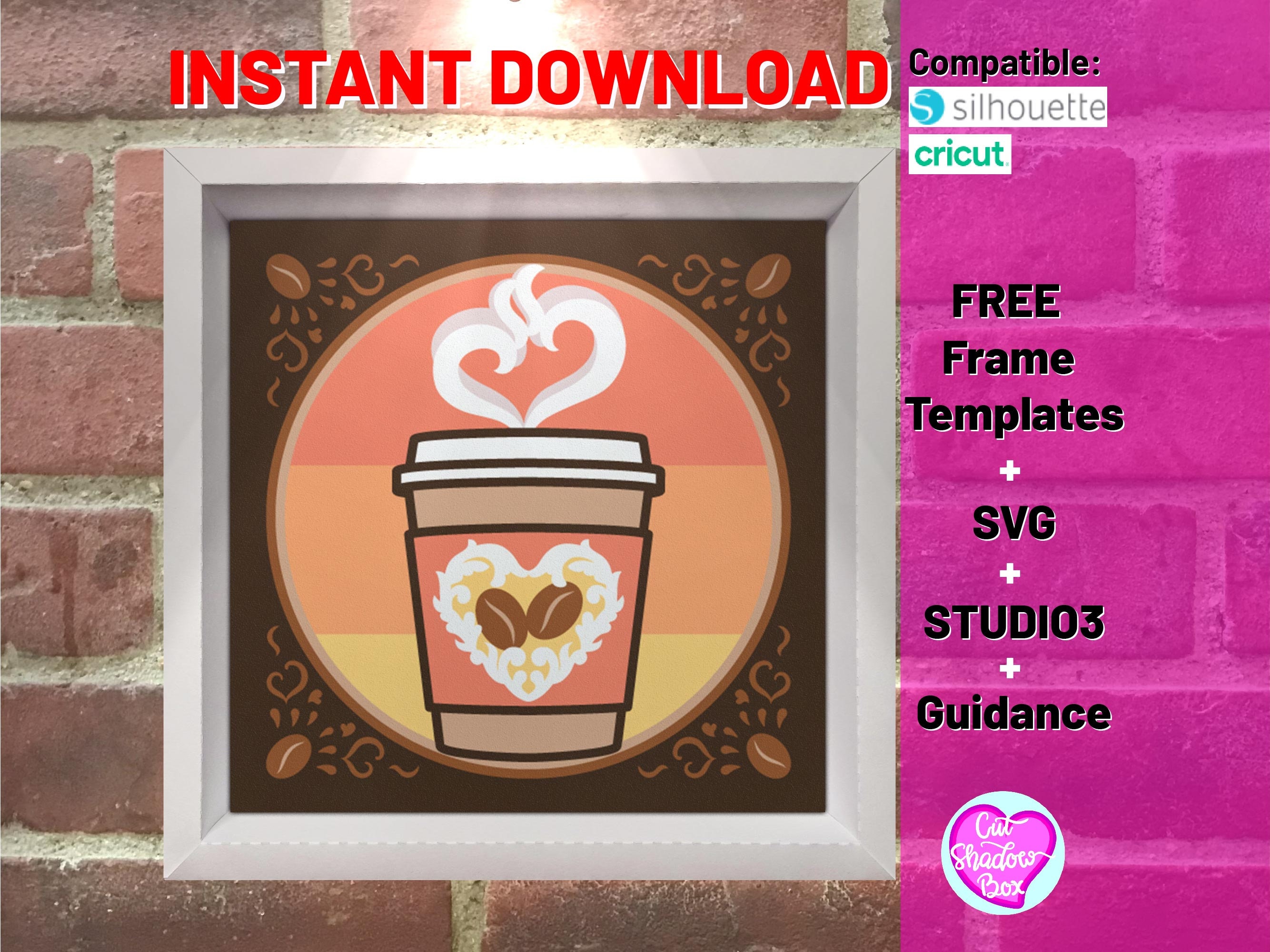 3d Coffee Shadow Box Template, Layered Coffee Shadowbox Svg, Coffee Cup ...