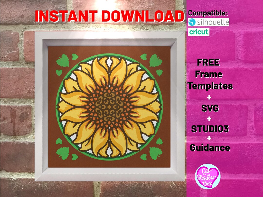 3D Sunflower Svg Layered Svg, Mandala Sunflower Shadow Box Template ...
