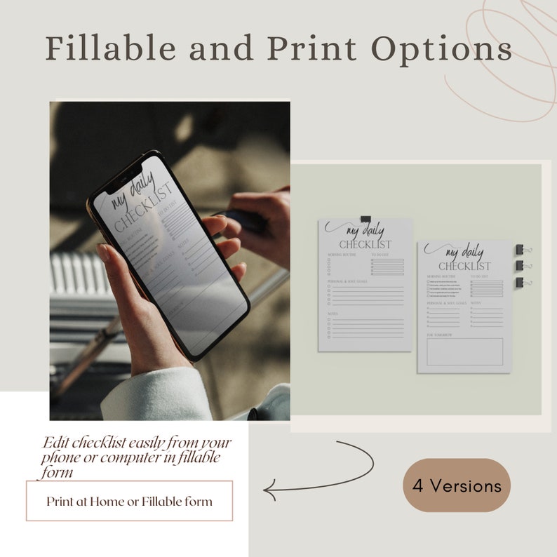 EDITABLE Simple Daily Checklist, Goal Tracker, Reminder Checklist ...