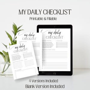 EDITABLE Simple Daily Checklist, Goal Tracker, Reminder Checklist ...