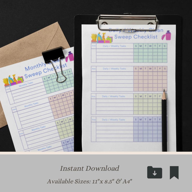 EDITABLE Daily Weekly Monthly Cleaning Planner Checklist, Cleaning ...