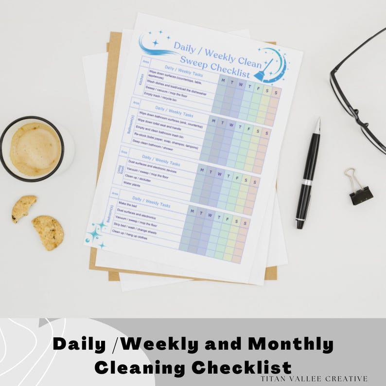 EDITABLE Daily Weekly Monthly Cleaning Checklist, Cleaning Schedule ...
