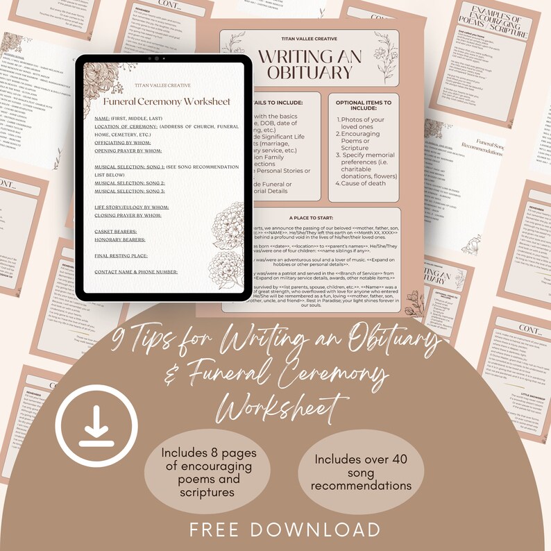 Children's Funeral Obituary Template Printable, Funeral Program ...
