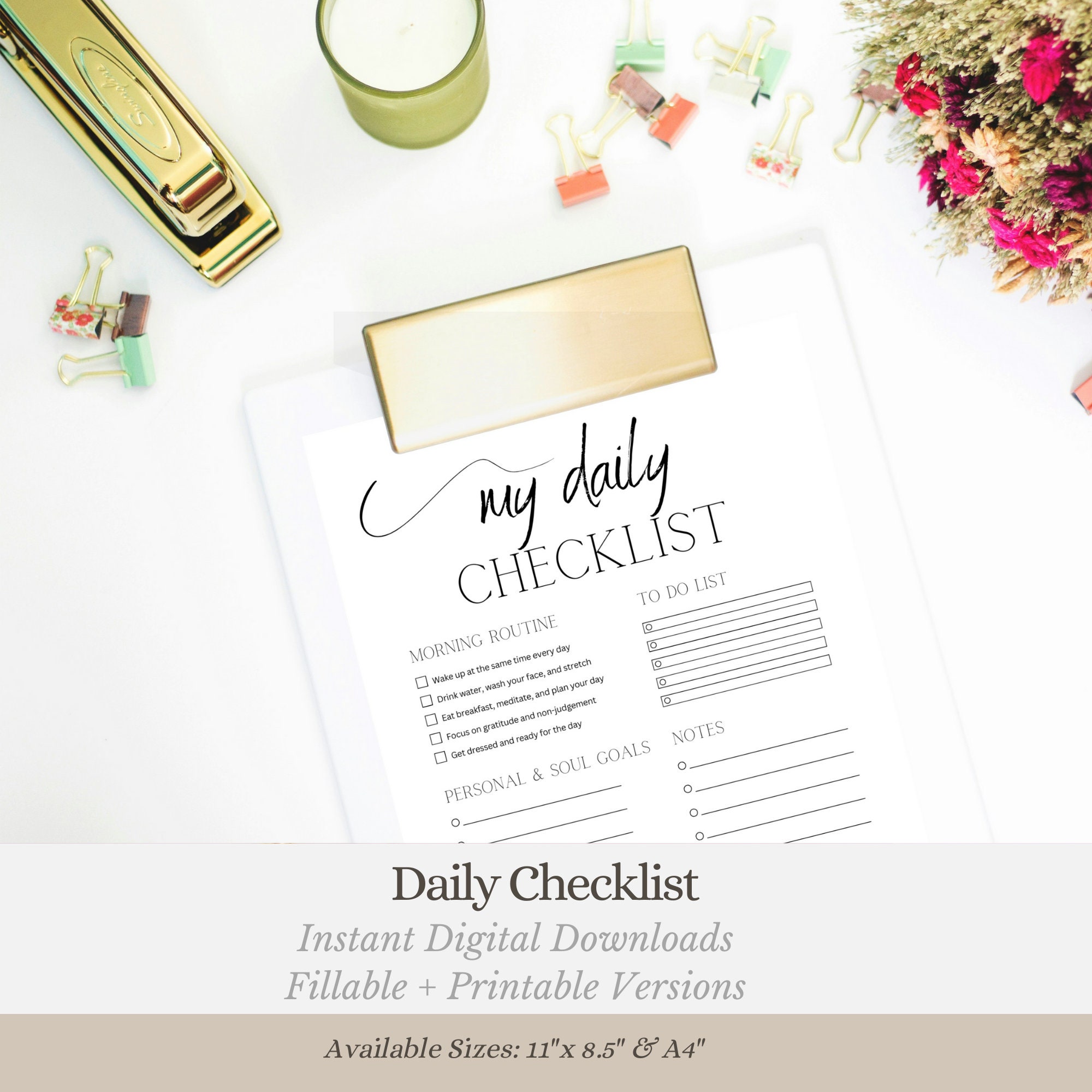 EDITABLE Simple Daily Checklist, Goal Tracker, Reminder Checklist ...