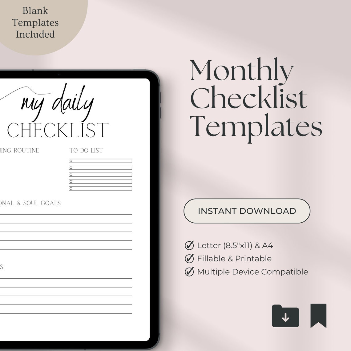 Editable Monthly Checklist Planner: Printable To-do List (digital ...