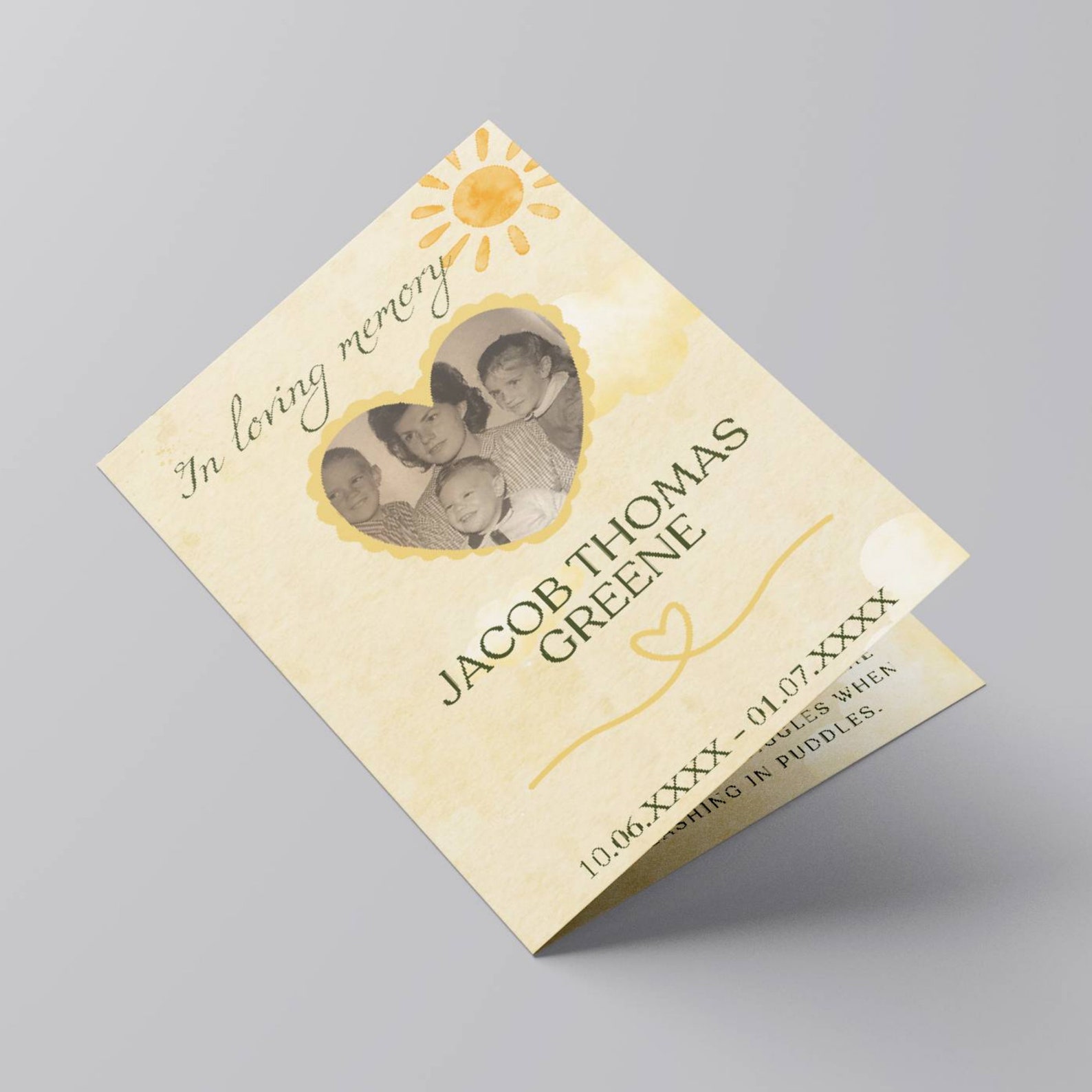 Children's Funeral Obituary Template Printable, Funeral Program ...