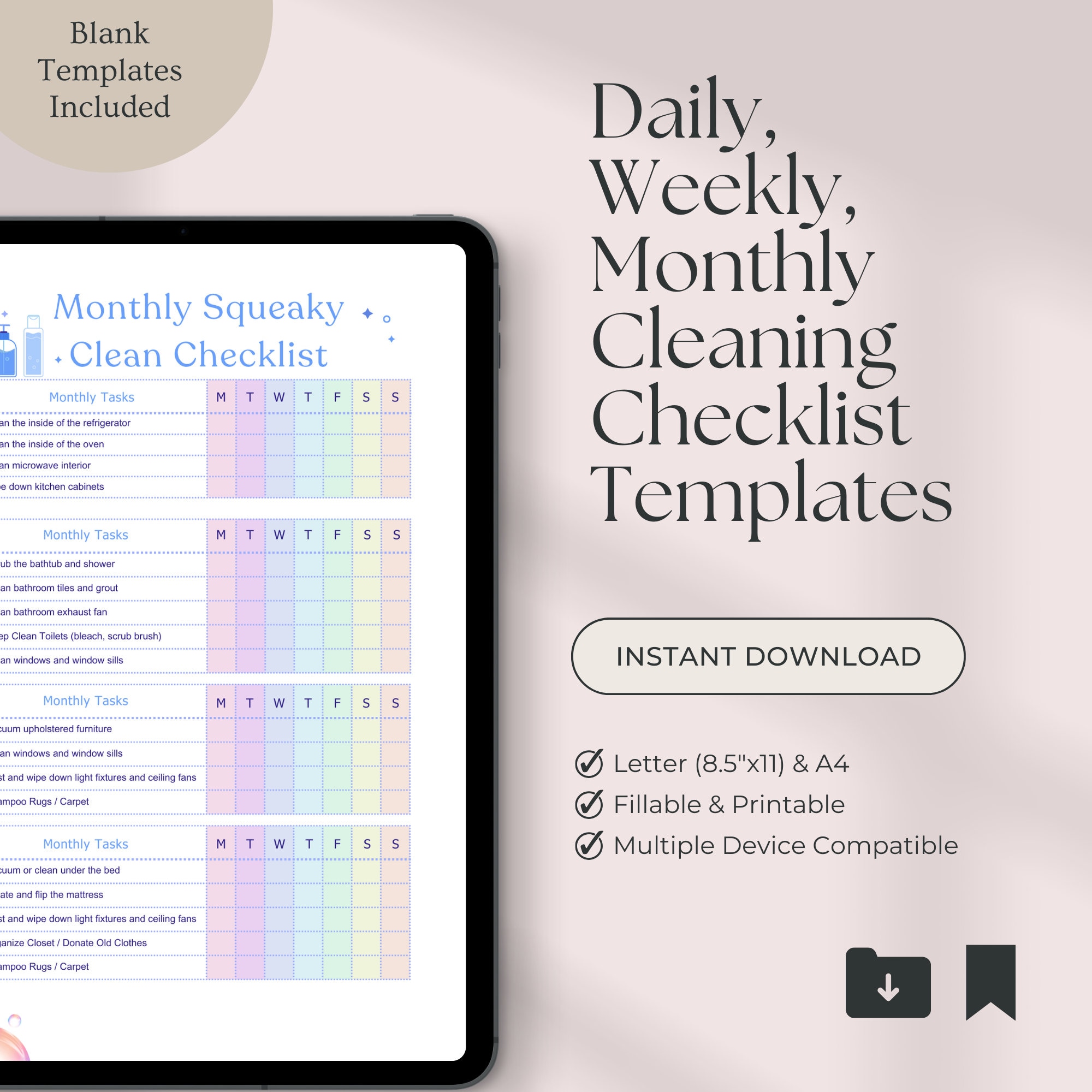 Editable Cleaning Planner: Daily, Weekly, Monthly Checklist (digital ...