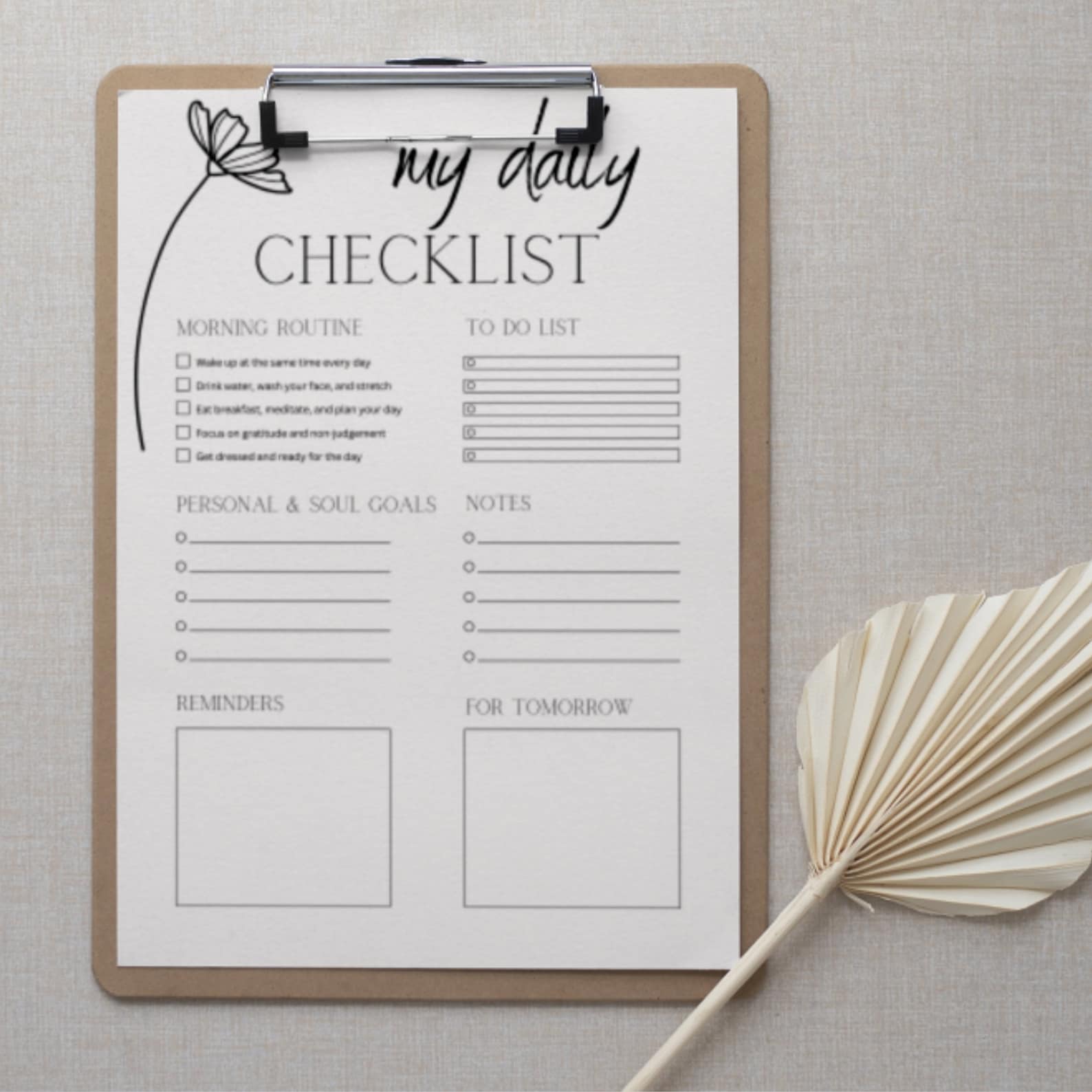 Minimalist Daily Checklist Fillable Printable, Weekly Checklist ...