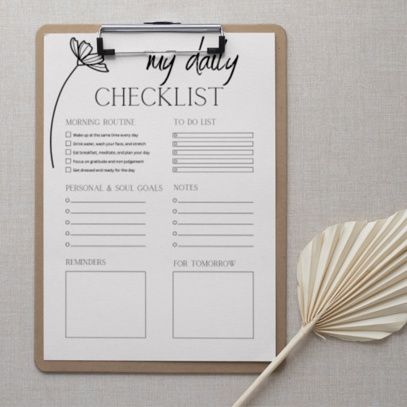 Minimalist Daily Checklist Fillable Printable, Weekly Checklist ...