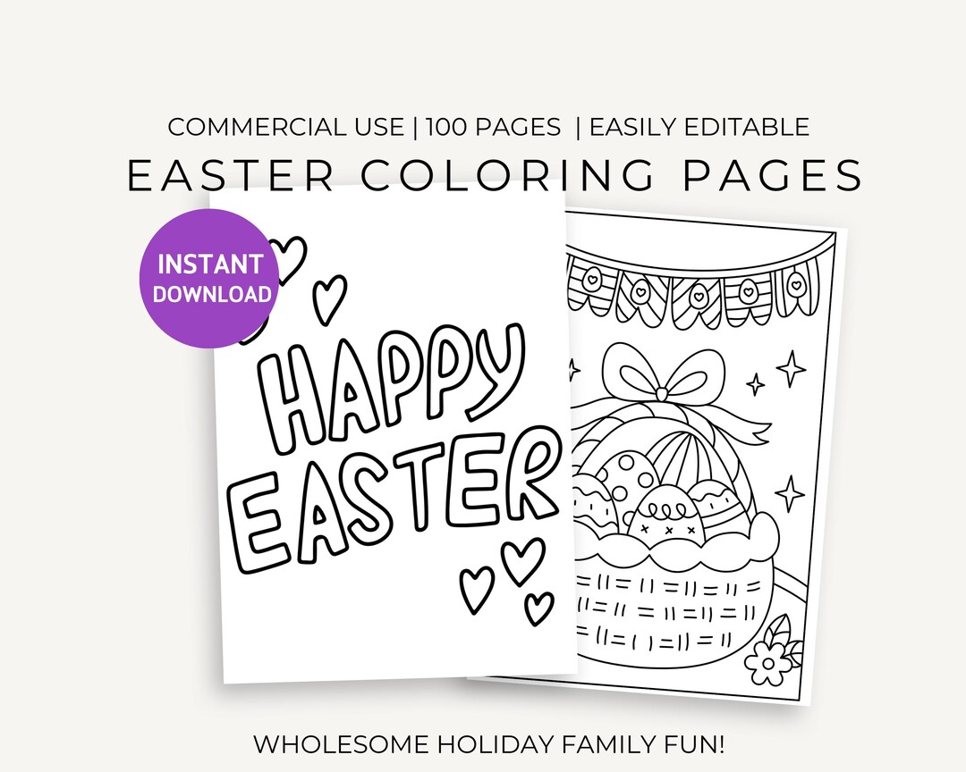 Easter PLR Coloring Pages, Printable Kids Activities, Digital Download ...