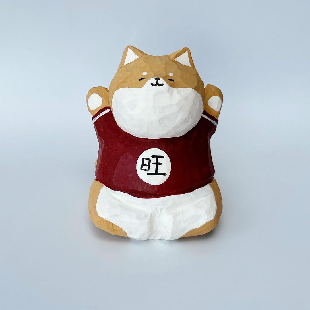 Hand-carved Wooden Shiba Inu Ornament,desktop Decoration,gift to Bestie ...
