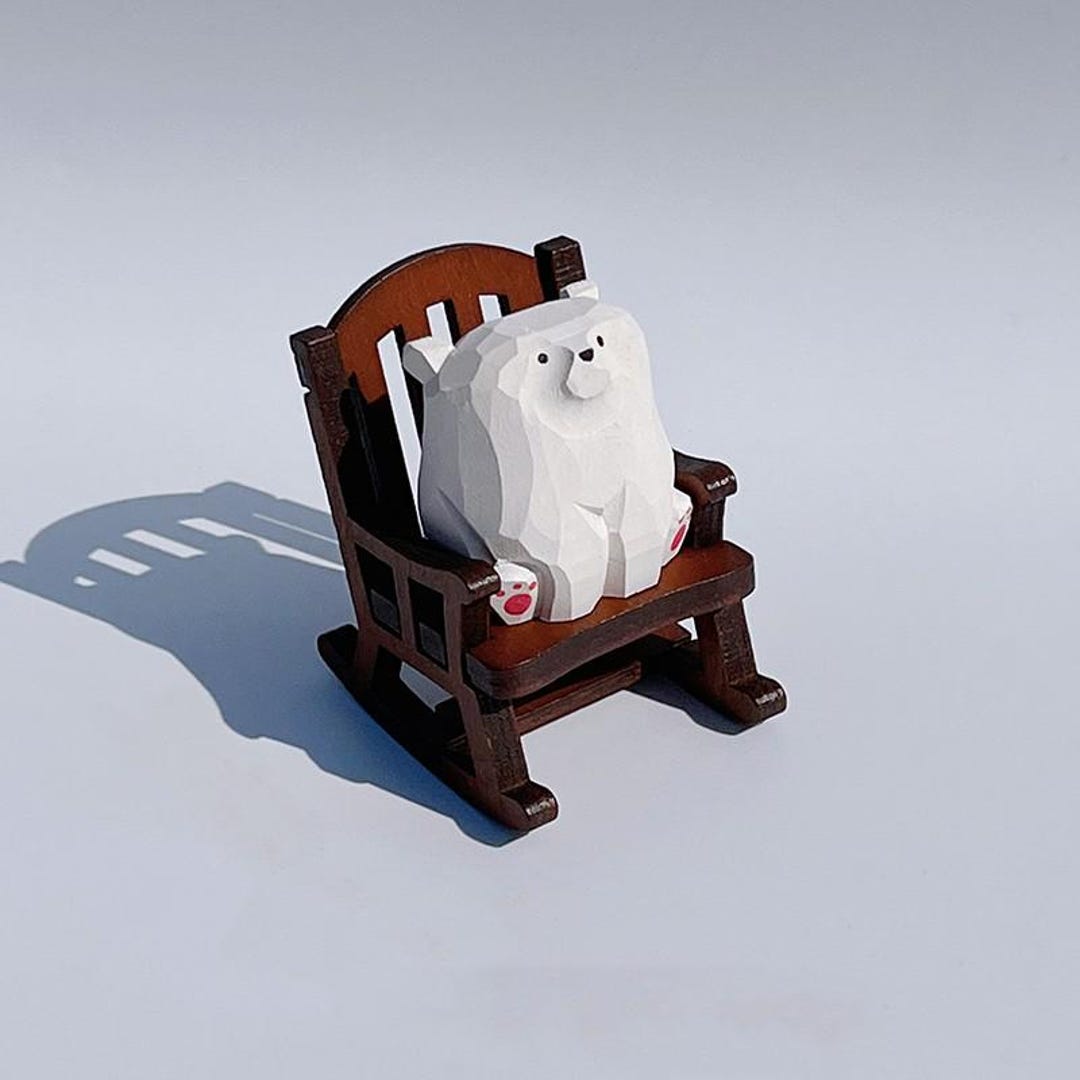 Hand-carved Wooden Rocking Chair Bear Ornament,desktop Decoration,gift ...