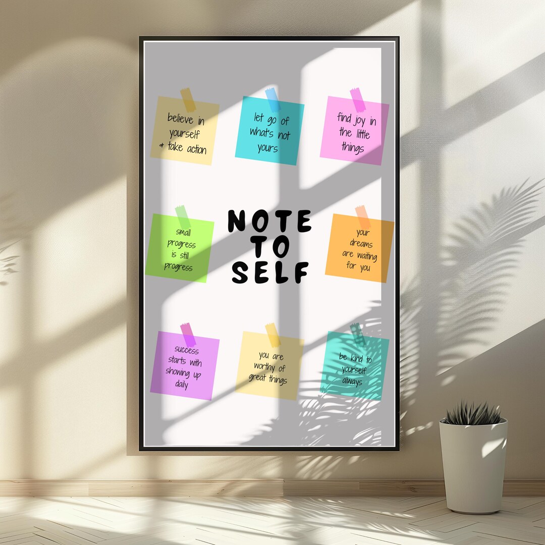 Note to Self Motivational Printable Wall Art, Daily Reminder Print ...