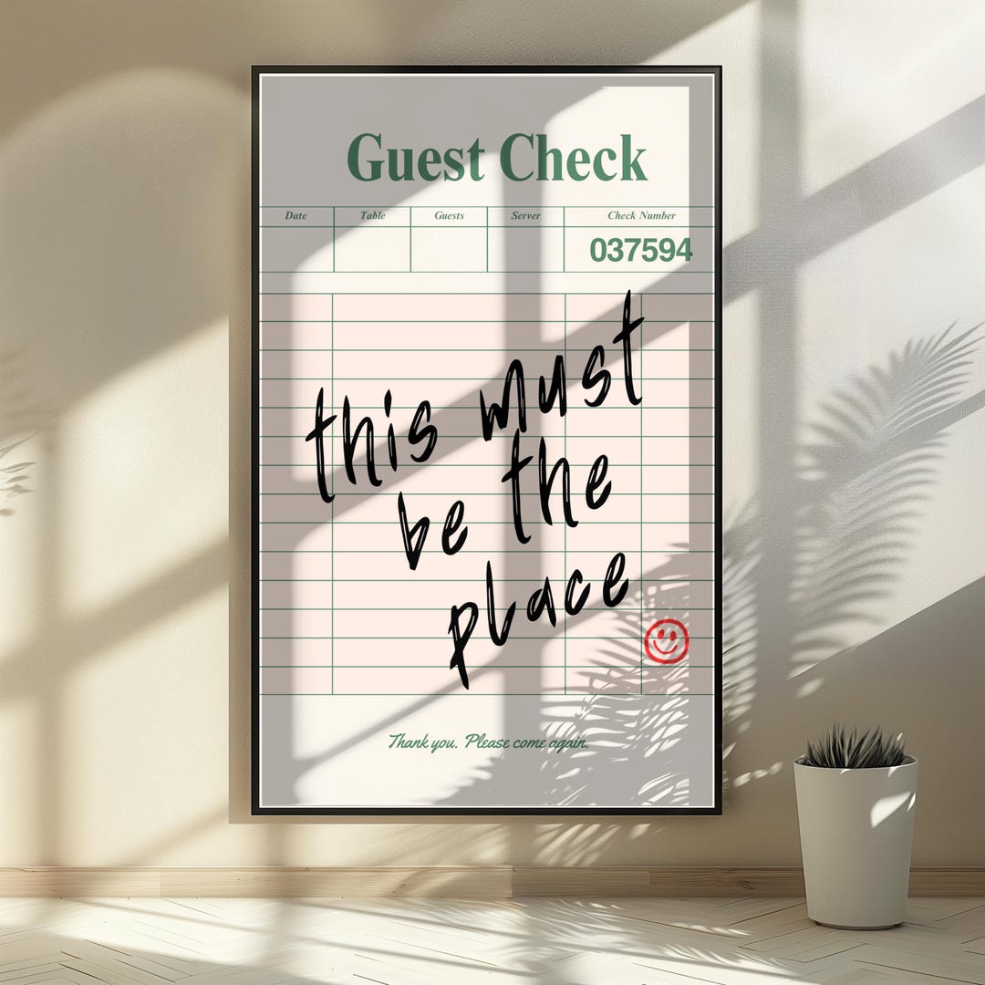 Guest Check Print, This Must Be the Place Printable Wall Art, Cute ...