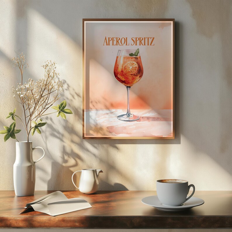 Aperol Spritz Printable Wall Art, Bar Cart Cocktail Decor, Signature ...