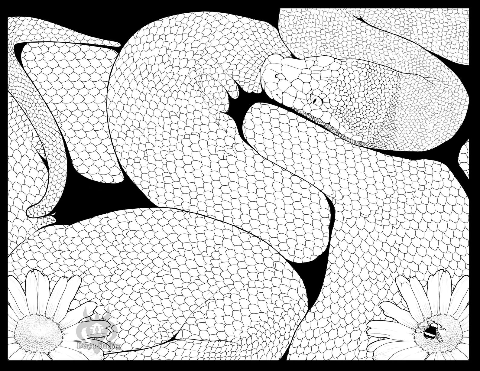 Retic Python Coloring Page Downloadable - Etsy