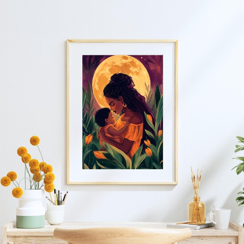 Mother and Child Art Print - Digital Art - Black Mom - Motherhood ...