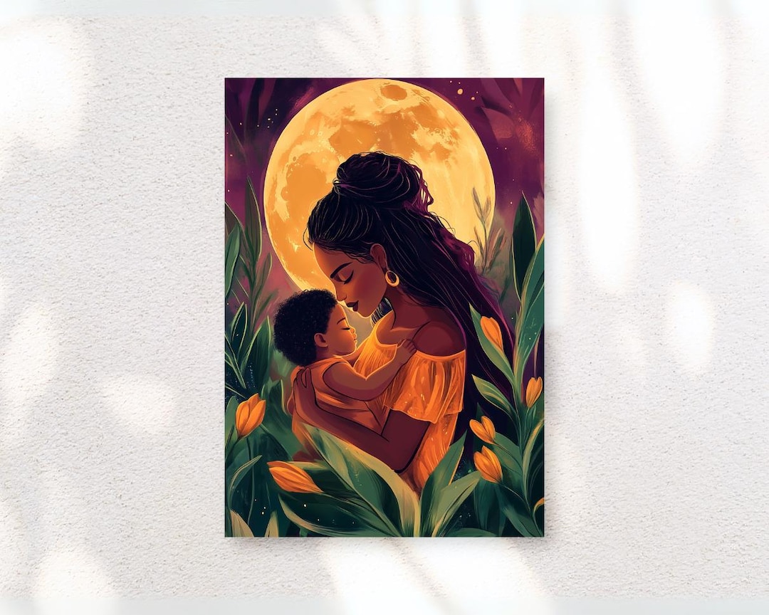 Mother and Child Art Print - Digital Art - Black Mom - Motherhood ...