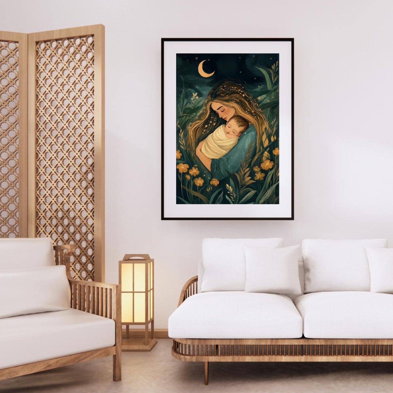Mother and Child Art Print, Starlit Nursery Decor (digital Download) - Etsy