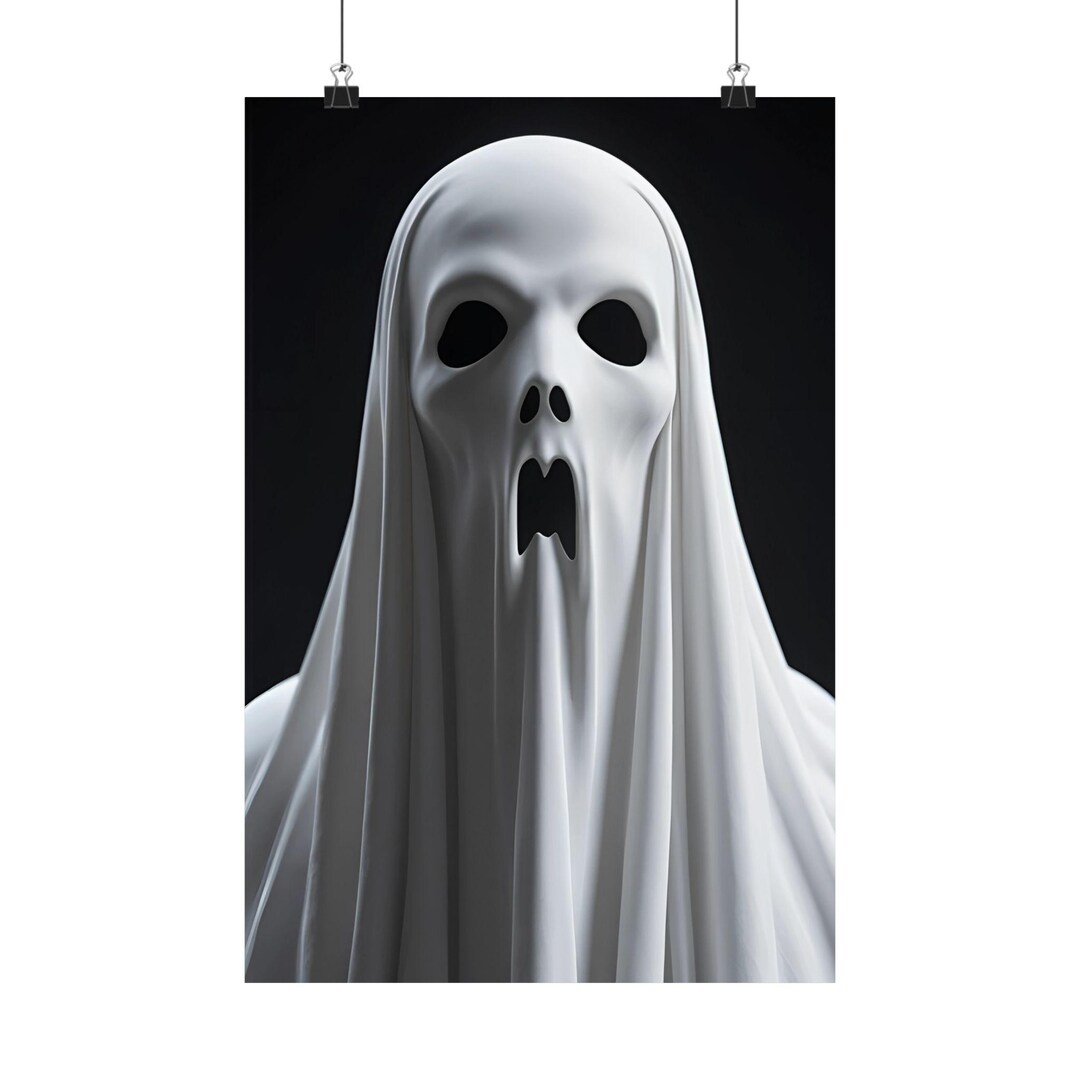 Eerie Ghost Satin Poster, Creepy Wall Art for Halloween, Horror Decor ...