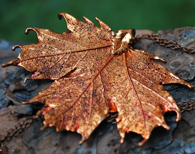 Medium Fallen Copper Maple Leaf Necklace REAL Maple Leaf - Etsy